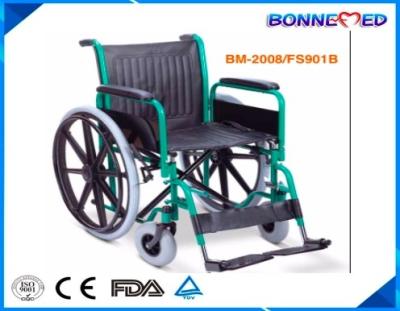 China BM-2008/FS901B Green Best Selling Steel Frame Economic Detechable Footrest Wheelchair  PU Castor Wheelchair for sale