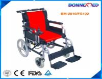 China BM-2010/FS102L Folded Aluminum Frame Wheechair Electric Red Best Selling Powder Flipup Footrest and Armrest Wheelchair for sale