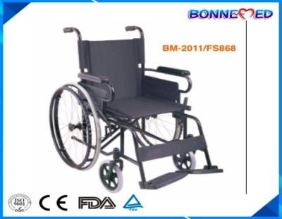 China BM-2011/FS868 Black Powder Coating Steel Frame Wheechair Double Cross Bar Popular Good Quality Wheelchair Fixed Armrest for sale