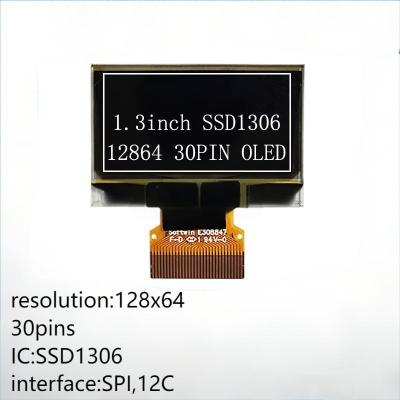 China 128*64 1.3 Inch OLED Display PMOLED Display Monochrome SSD1306 Driver for sale
