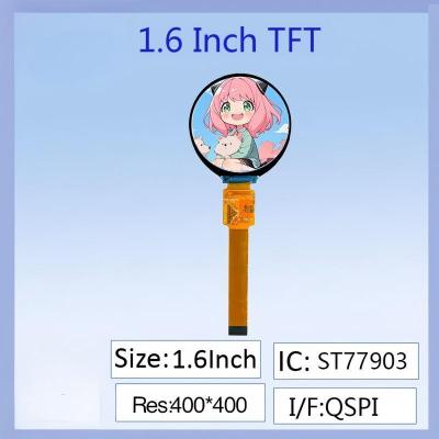 China 1.6-inch TFT-IPS Round Screen 400*400 Resolution ST77903 Driver, 16PIN Circular Plug-in，Compatible with Smart Wearables / Industrial Control Equipment for sale