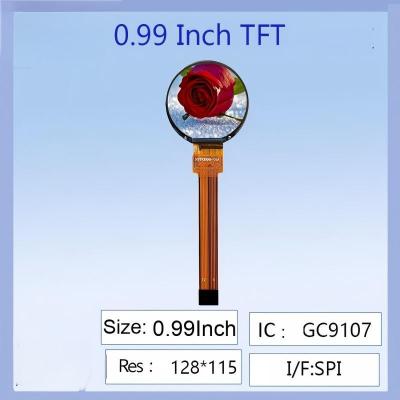 China 0.99-Inch IPS TFT LCD Round Color Screen | 128×115 Resolution, GC9107 Driver Chip, 360° Full Viewing Angle, Vibrant Color for Smart Wearables & Mini Health Monitors for sale