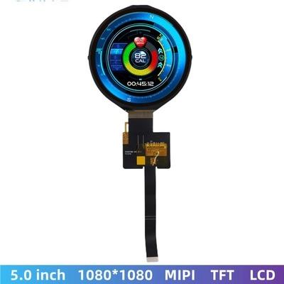 China 5 Inch Round LCD Display, 1080x1080 50 Pins MIPI Interface 350CD/M2 for sale