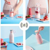 China Custom Logo Electric Juicer Cup Smoothie Maker 350ml Personal Size Cordless USB Mini Fruit Mixer Portable Blender for sale