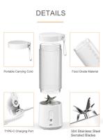 China 450ml Portable Smoothie Blender USB Rechargeable 2000mAh Personal Blender for Shakes and Juices for sale