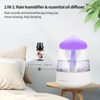 China Ultrasonic Cloud Shape Rain Humidifier 450ml USB Aroma Diffuser Night Light White Noise Machine for sale