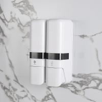 China ABS Plastic Wall Mounted Manual Soap Dispenser 250mlx2 Refillable for Hotel Bathroom for sale