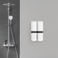 China ABS Plastic Wall Mounted Manual Soap Dispenser 250mlx2 Refillable for Hotel Bathroom for sale