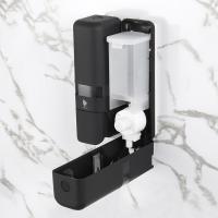 China Hotel Bathroom Wall Mount Manual Soap Dispenser 250mlx2 ABS Plastic Push Button for sale