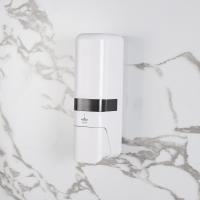 China Commercial ABS Plastic Wall Mounted Manual Soap Dispenser 250mlx2 Black White for sale