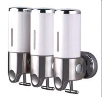 China Stainless Steel Wall Mounted Shampoo Soap Dispenser 500ml Triple Liquid Pump for Hotel Bathroom for sale