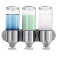 China Stainless Steel Wall Mounted Shampoo Soap Dispenser 500ml Triple Liquid Pump for Hotel Bathroom for sale