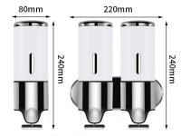 China Stainless Steel Wall Mounted Shampoo Soap Dispenser 500ml Triple Liquid Pump for Hotel Bathroom for sale