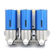 China Stainless Steel Wall Mounted Shampoo Soap Dispenser 500ml Triple Liquid Pump for Hotel Bathroom for sale