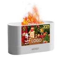 China Customize Logo Flame Aroma Diffuser Support Essential Oils Fire Flame Effect Led Light USB Air Humidifier for Christmas Gift for sale