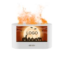 China Customize Logo Flame Aroma Diffuser Support Essential Oils Fire Flame Effect Led Light USB Air Humidifier for Christmas Gift for sale