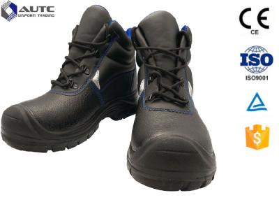 China Construction Site Ppe Safety Boots , Slip On Steel Toe Boots Warehouse Black Leather for sale