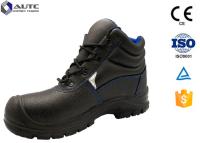 China Construction Site Ppe Safety Boots , Slip On Steel Toe Boots Warehouse Black Leather for sale