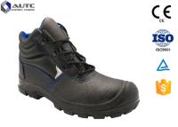 China Construction Site Ppe Safety Boots , Slip On Steel Toe Boots Warehouse Black Leather for sale