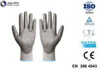 China Elastic Seamless Knit Industrial Safety Hand Gloves 3 Gauge HPPE Liner PU Coated for sale