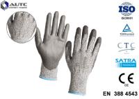 China Elastic Seamless Knit Industrial Safety Hand Gloves 3 Gauge HPPE Liner PU Coated for sale