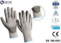China Elastic Seamless Knit Industrial Safety Hand Gloves 3 Gauge HPPE Liner PU Coated for sale