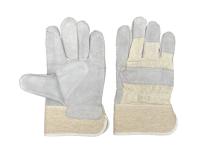China Welding Gloves Thick Leather Short Welder Gloves Half-Leather White Rubber Two Finger Welding Labor  Gloves for sale