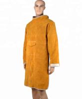 China Durable Cow Leather Welding Clothes Long Coat Apron Protection Clothes PPE Safety Wear for sale