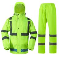 China Reflective PPE Safety Wear Warning Split Safety Waterproof Rain Poncho for sale