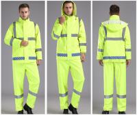 China Fluorescent Green Outdoor Traffic Duty Flood Control Emergency Raincoat Rain Pants Suit for sale