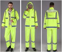 China Fluorescent Green Outdoor Traffic Duty Flood Control Emergency Raincoat Rain Pants Suit for sale