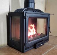 China Embedded Fireplace Built In Cast Iron Wood Burning Household True Fire Three Side View Wood Stove for sale