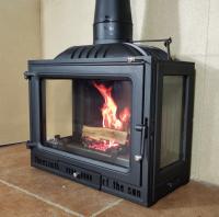 China Embedded Fireplace Built In Cast Iron Wood Burning Household True Fire Three Side View Wood Stove for sale