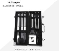 China Outdoor/Domestic Barbecue Toolbox Set, Stainless Steel Grill Set, Fork, Spatula, Clamp, Brush for sale