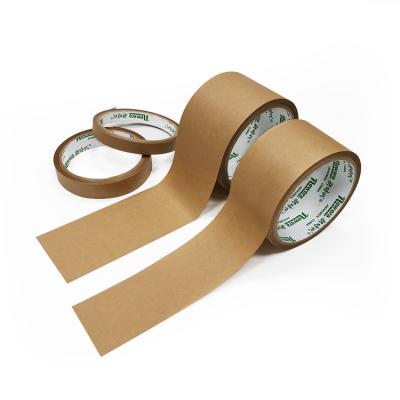 China Eco- Friendly Writable Kraft Paper Gummed Tape Adhesive Rubber Glue Self Adhesive Packing Kraft Packaging Tape for sale