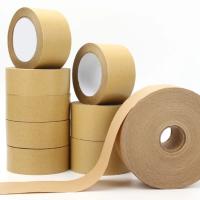 China Eco Friendly Biodegradable Kraft Paper Package Tape Reinforced Custom Printed Gummed Kraft Paper Tape for sale