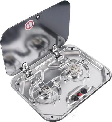 China Hot Sales RV Cooker Gas Built-in 2 Burner camping Gas Stove LPG for sale