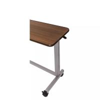 China 19 Speed Walnut Adjustable Over Bed Laptop Table Wood Grain Medical Bedside With Wheels for sale
