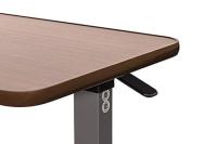 China 19 Speed Walnut Adjustable Over Bed Laptop Table Wood Grain Medical Bedside With Wheels for sale