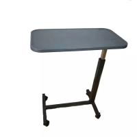 China Plastic Steel Overbed Table Medical Rolling Over Bed Hospital Stand Adjustable Desk Powder Coated for sale