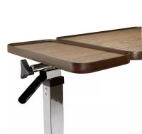 China Rotatable Double Adjustable Overbed Bedside Table With Wheels Wood Medical for sale