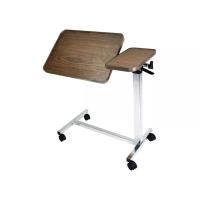 China Rotatable Double Adjustable Overbed Bedside Table With Wheels Wood Medical for sale