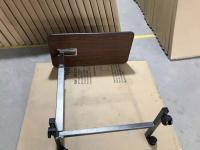 China Stainless Steel Adjustable Overbed Tray With Wheels Brake Rolling Laptop Bed Table for sale
