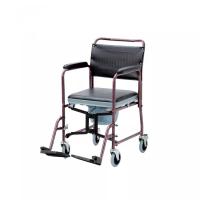 China Bedside Folding Toilet Commode Wheelchair , PVC Wheelchair For Shower And Toilet for sale