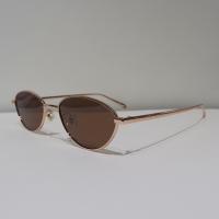 China Brown Anti Reflective Sunglasses Semicircle Rose Gold Sun Glare Glasses for sale