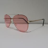 China Pilot Anti Reflective Sunglasses Pink , Unisex Round Double Bridge Sunglasses for sale