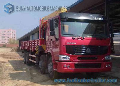 China Right Hand Drive HOWO 8 X 4 12 Ton Crane Mounted Truck With Half Row Cab for sale