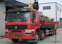 China Right Hand Drive HOWO 8 X 4 12 Ton Crane Mounted Truck With Half Row Cab for sale
