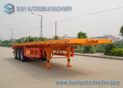 China 40ft Container Flatbed Semi Trailer , 3 Axles 45T Flatbed Utility Trailer for sale