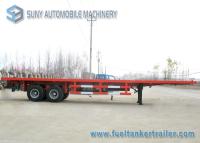 China 40T Double Axles Container Flat Bed Trailer 40ft Mechanical With 8 Piece Leaf Spring for sale